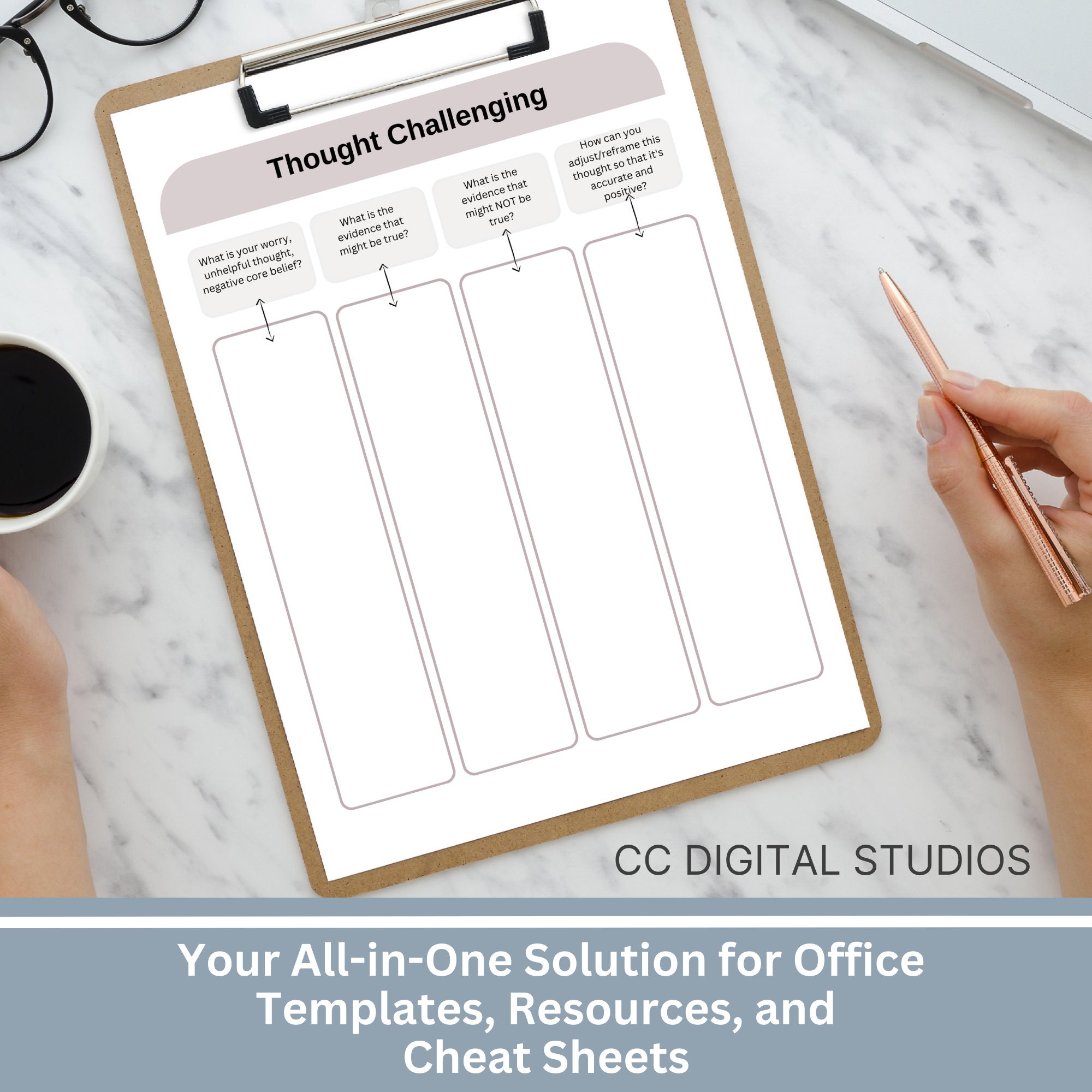 CBT Worksheets for Core Values, Mental Health Workbook, Limiting ...