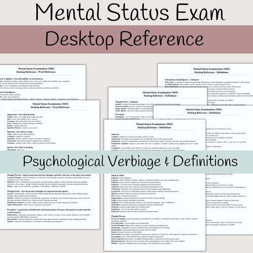 Mental Status Exam MSE Cheatsheet Desktop Reference - Etsy UK