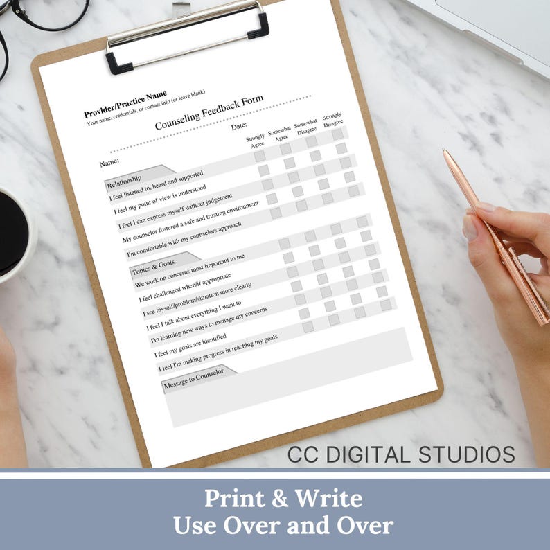 Counseling Feedback Form, Client Session Feedback, Counseling Session ...