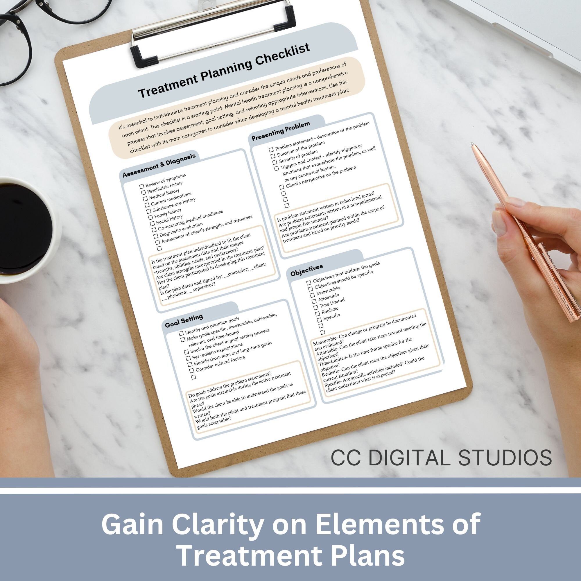 Therapist Treatment Plan Checklist: Therapy Documentation Cheat Sheet ...