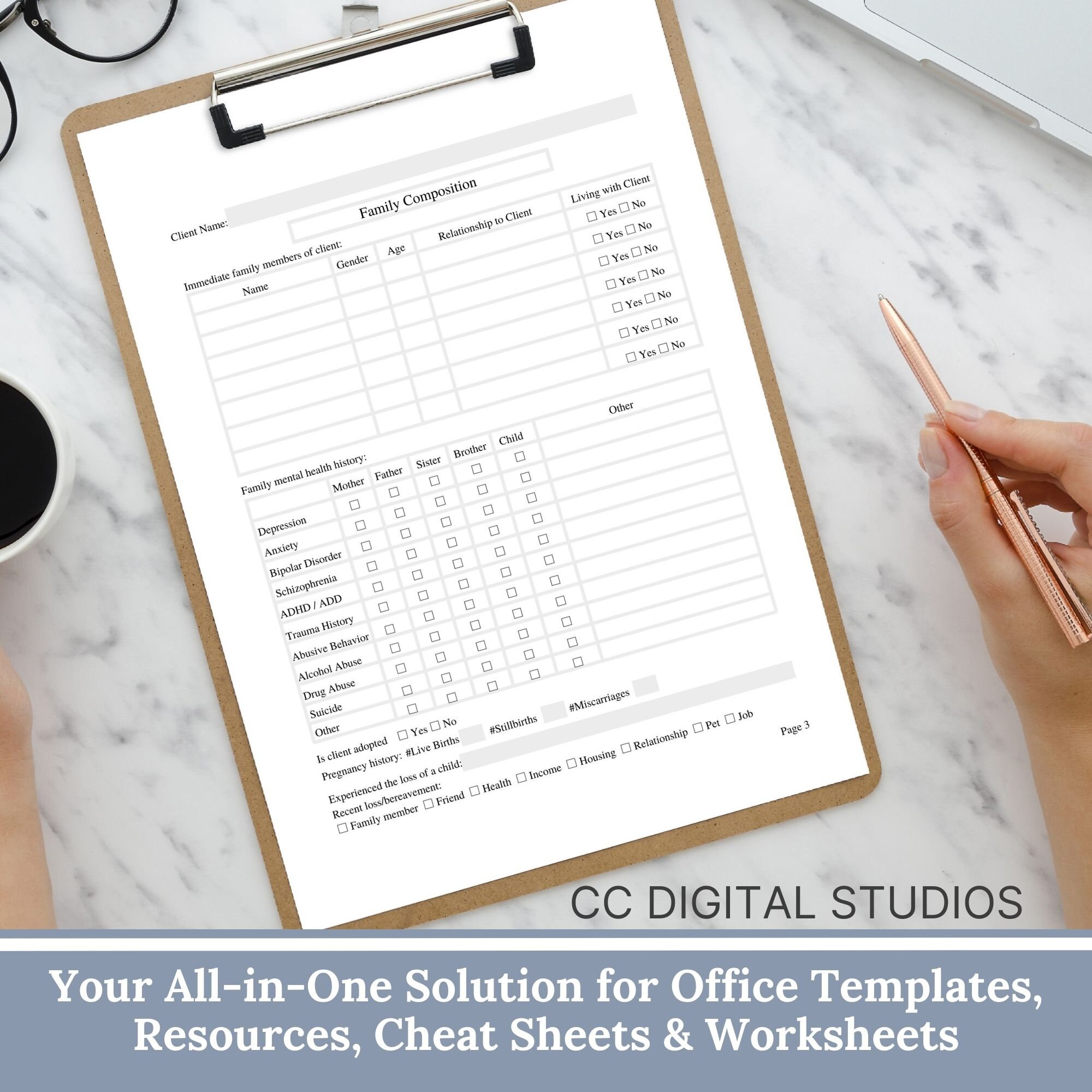 Biopsychosocial Intake Assessment Form: Fillable Therapist Template ...