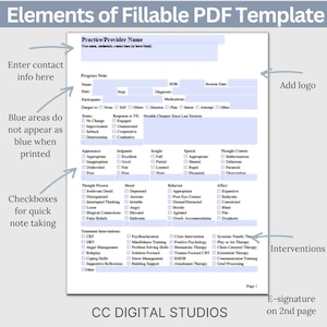 Progress Notes for Therapists, Fillable & Editable Form, Client ...