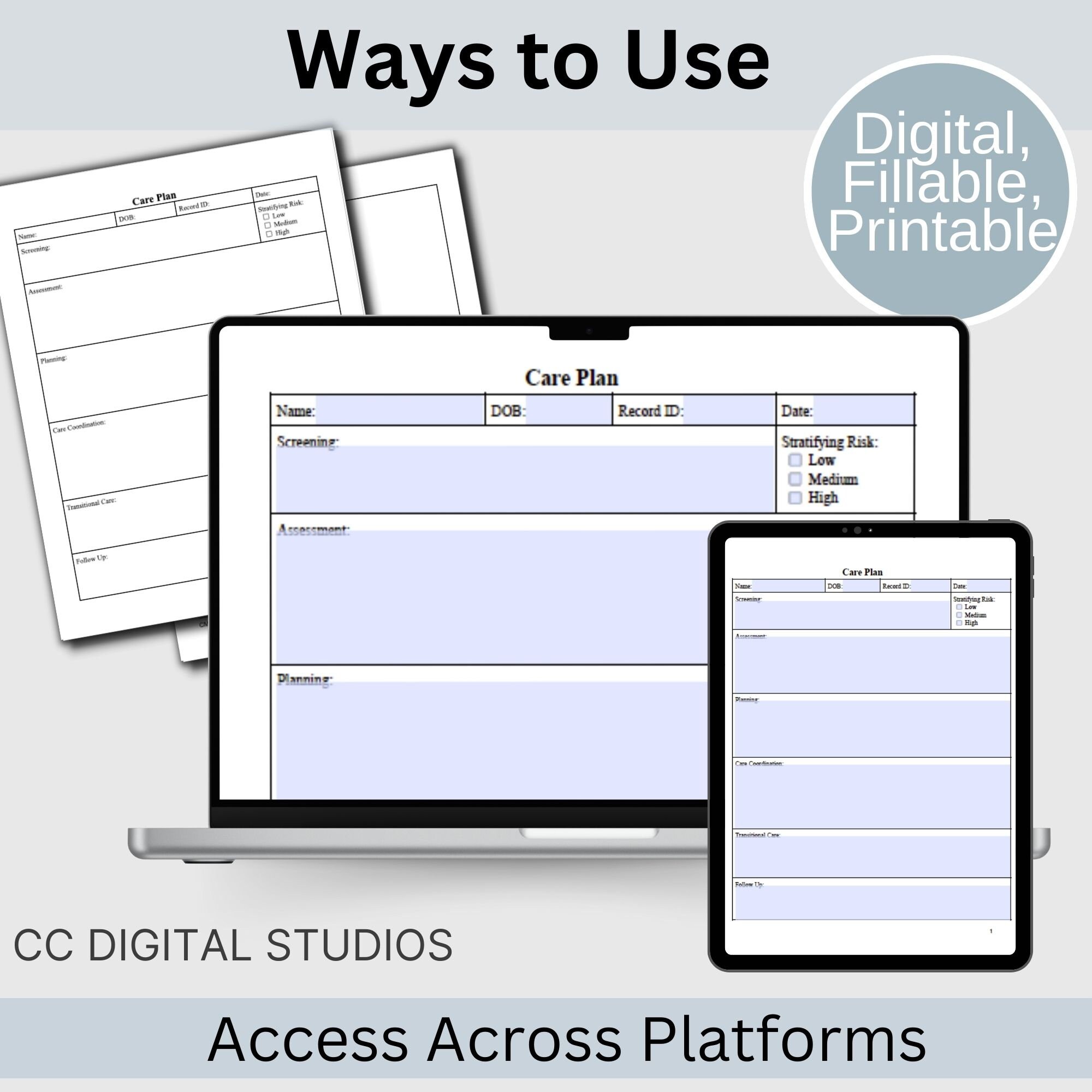 Care Plan Template, Case Manager, Social Worker, Therapy Resource ...