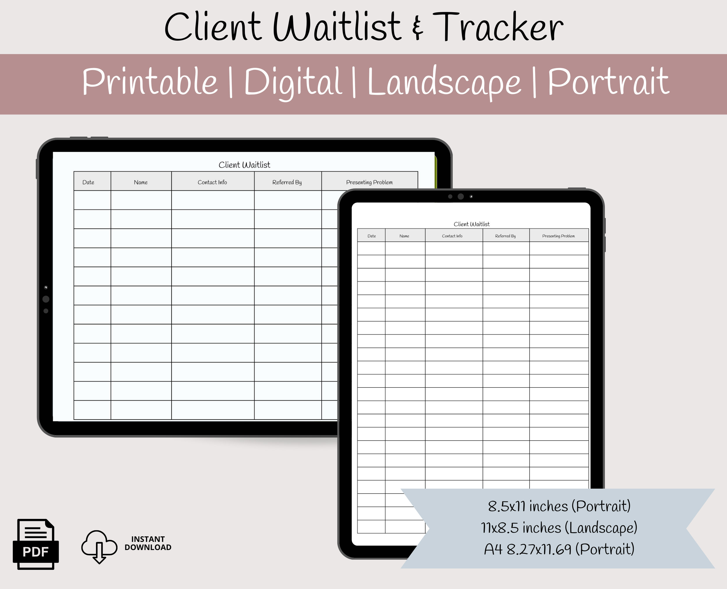 Client Waitlist Printable & Fillable Client Tracker - Etsy