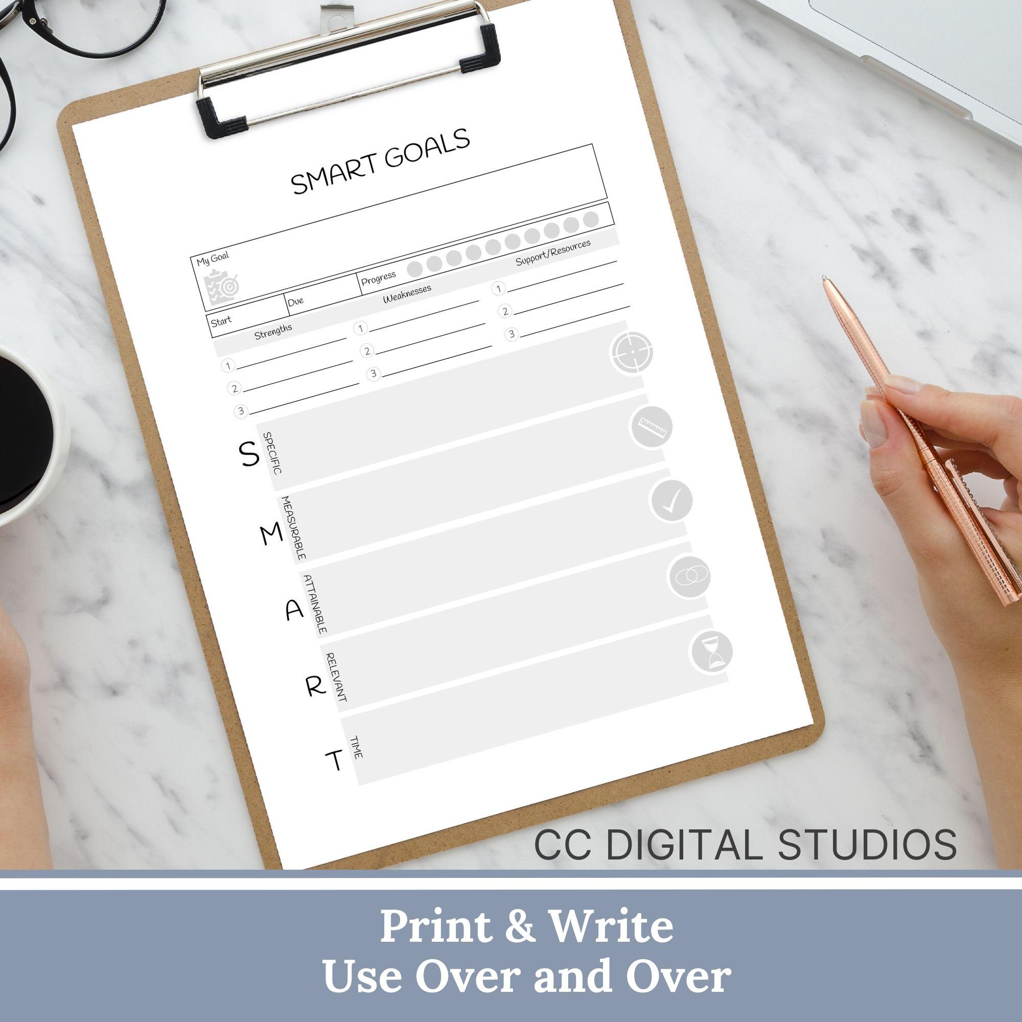 SMART Goals Template, Goal Setting Worksheet, Goal Tracker, DBT Skills ...