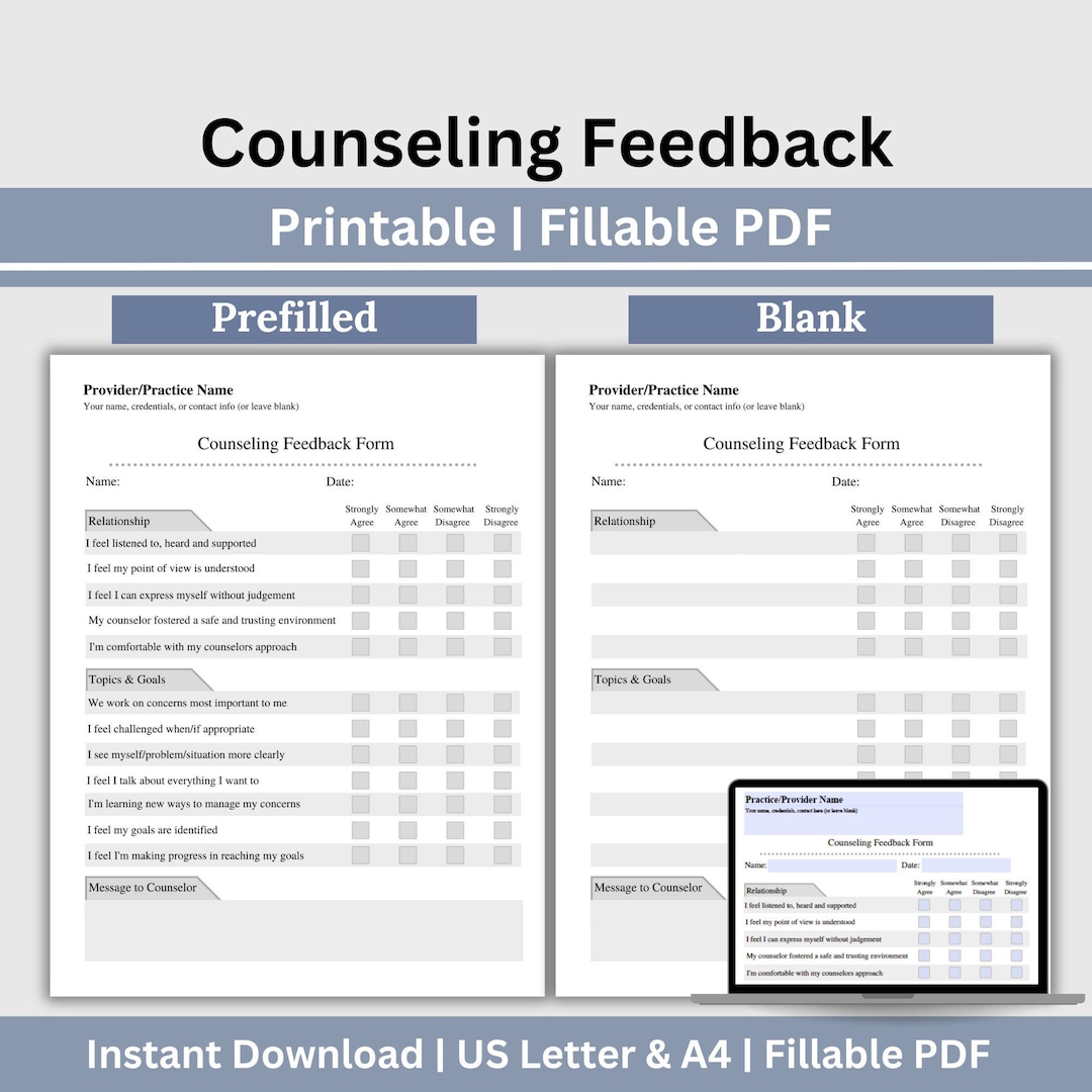 Counseling Feedback Form, Client Session Feedback, Counseling Session ...