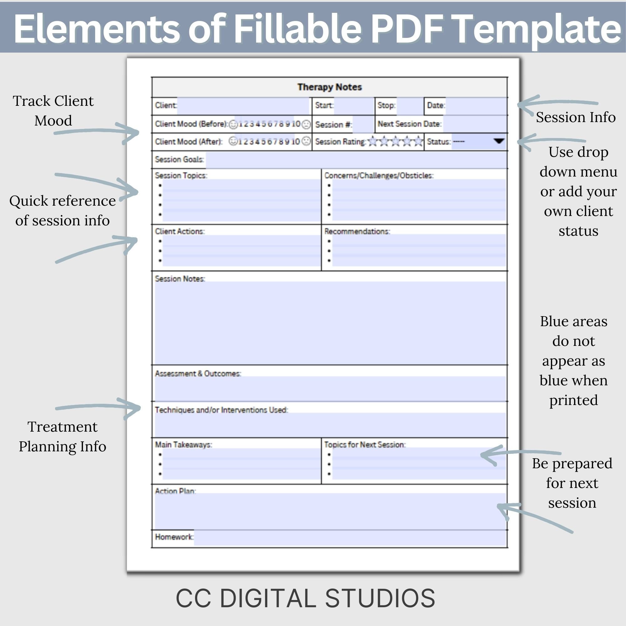 Therapy Notes Template: Client Session Planner (digital Download) - Etsy