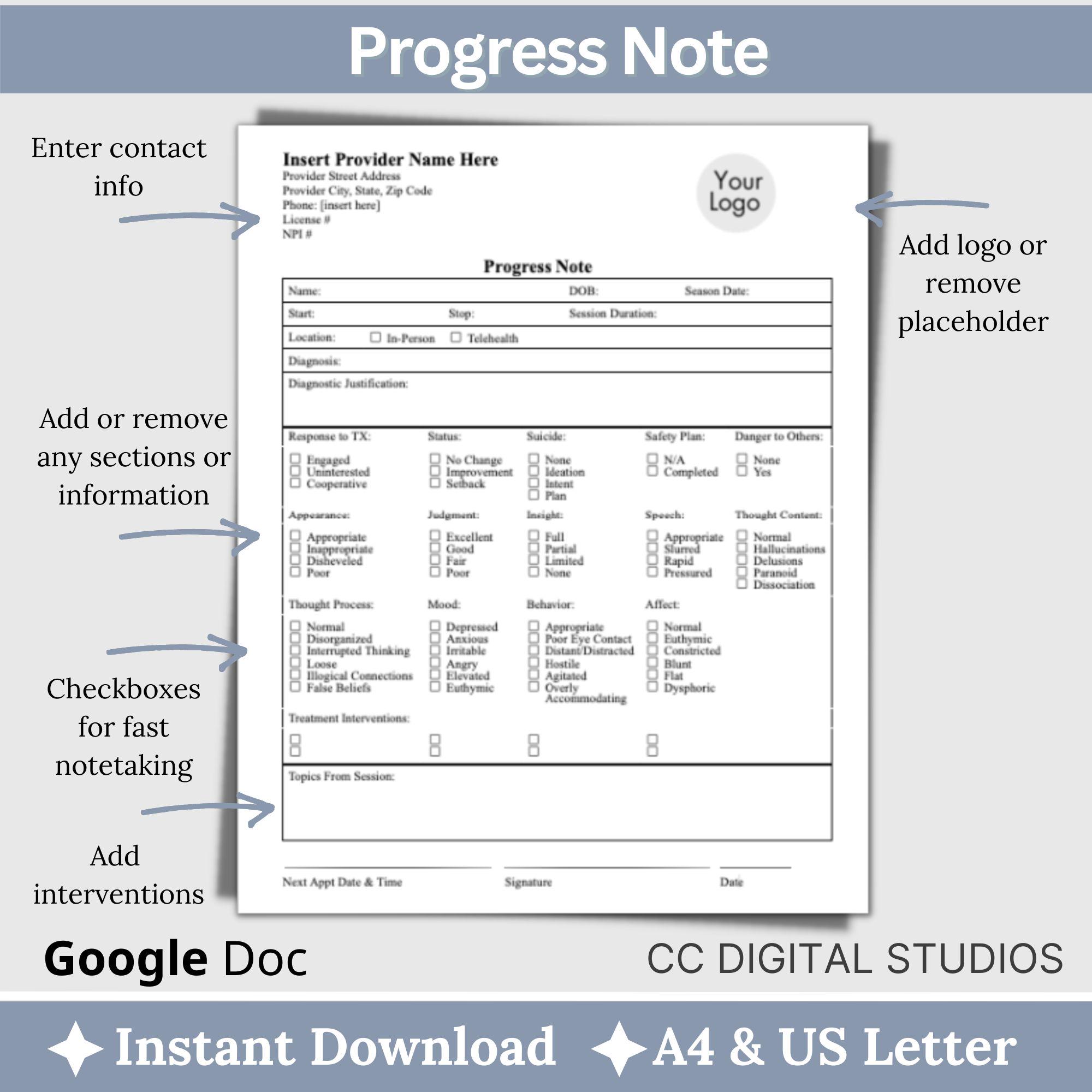 Mental Health Counseling Forms Bundle: Client Intake, Progress Notes ...