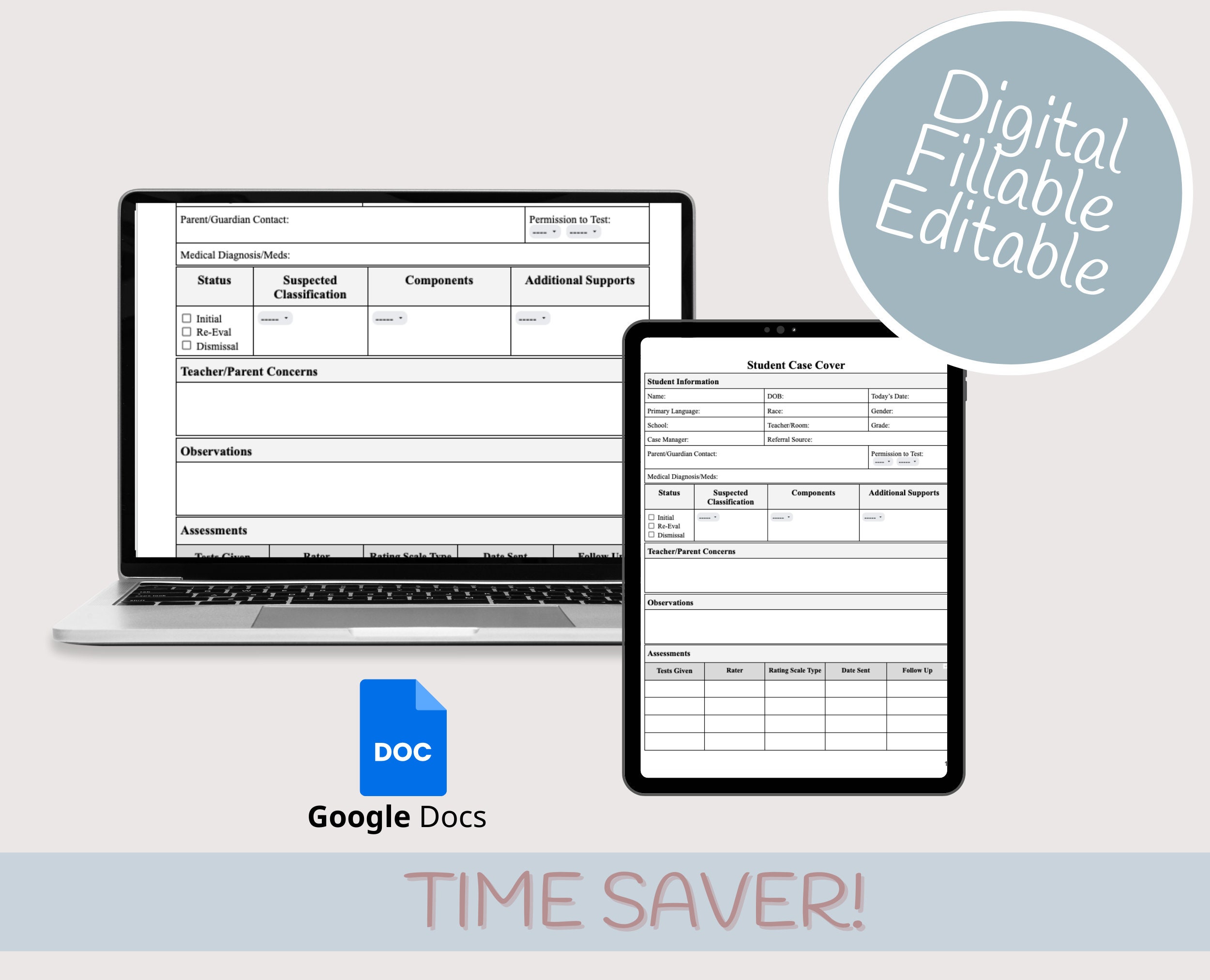 Student Assessment Template, School Psychologist, Student Case Cover ...