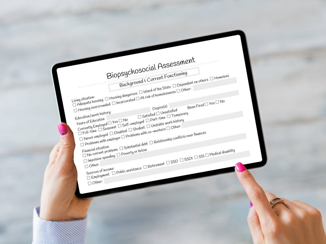 Biopsychosocial Assessment Forms Comprehensive Fillable Forms - Etsy