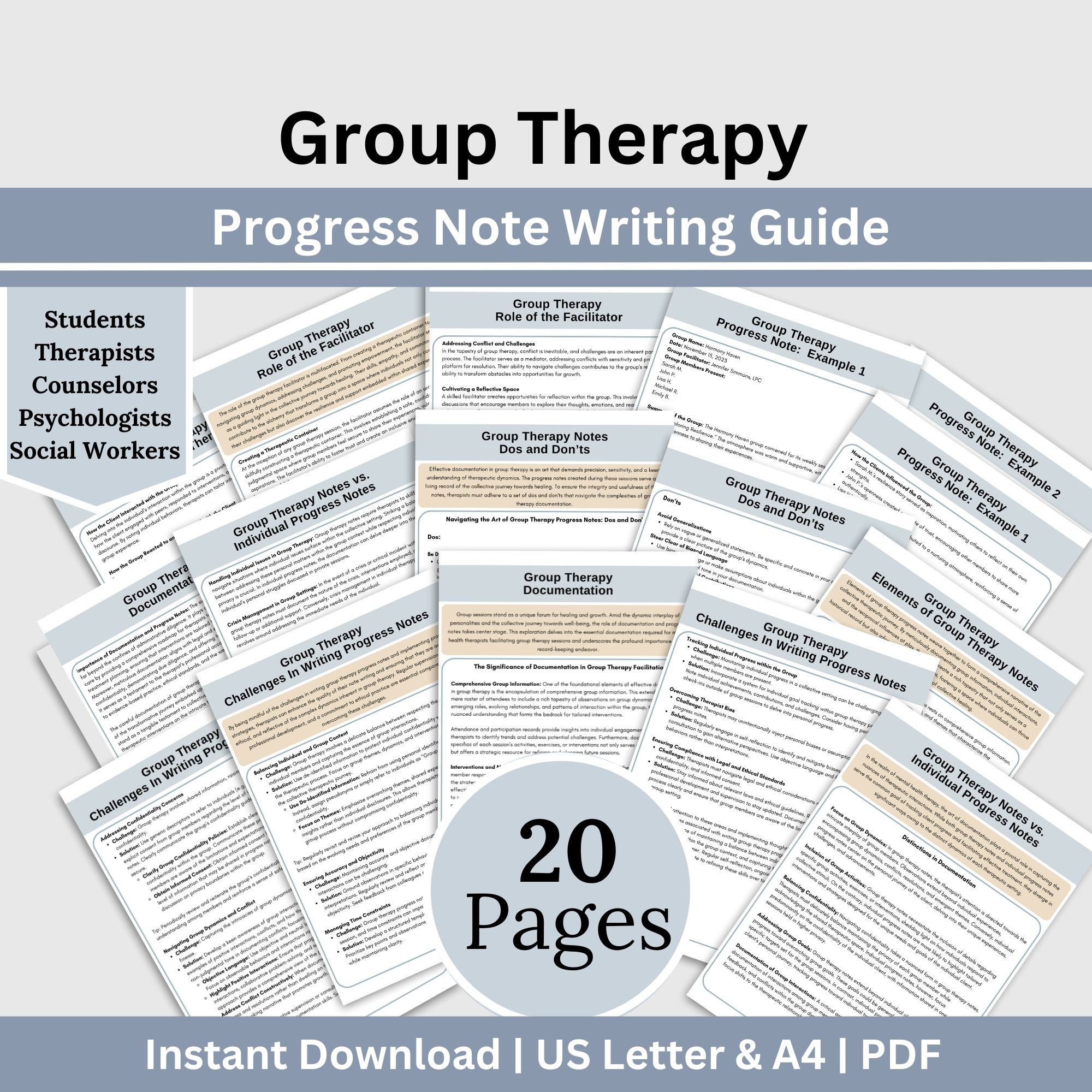 Group Therapy Progress Note Guide, Therapy Cheat Sheet, Counseling ...