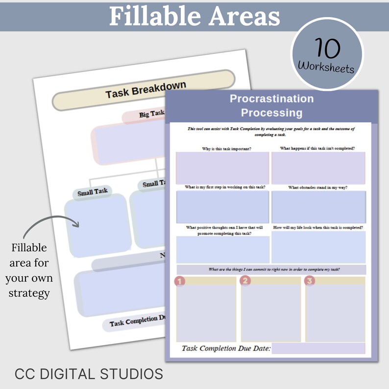Executive Functioning Adult ADHD CBT Worksheets, Psychotherapy ...