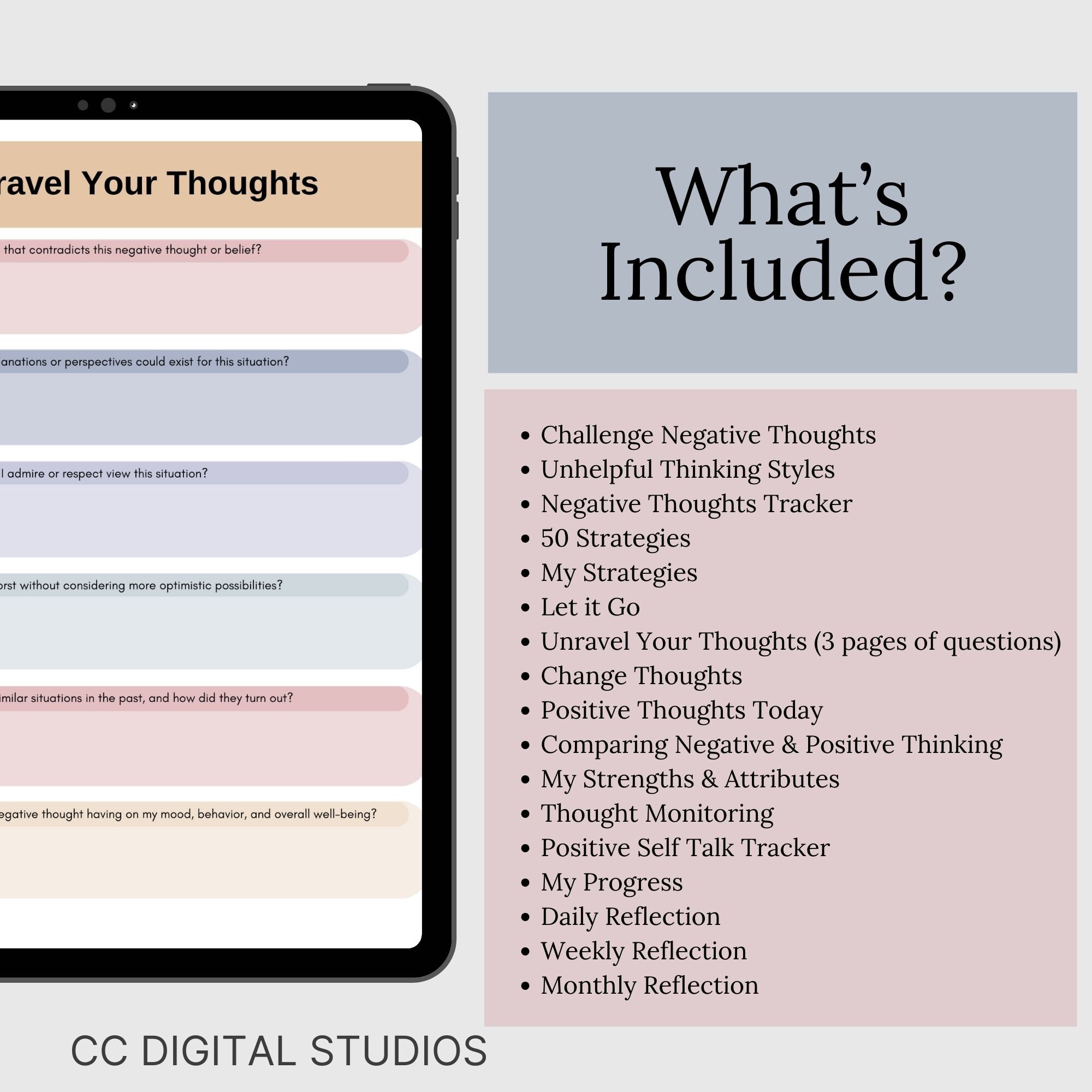 CBT Therapy Worksheets: Challenge Negative Thoughts, Thought Record ...