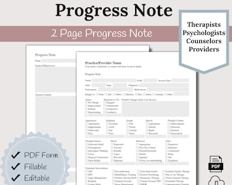 Family Therapy Progress Note Template for Therapists - Etsy