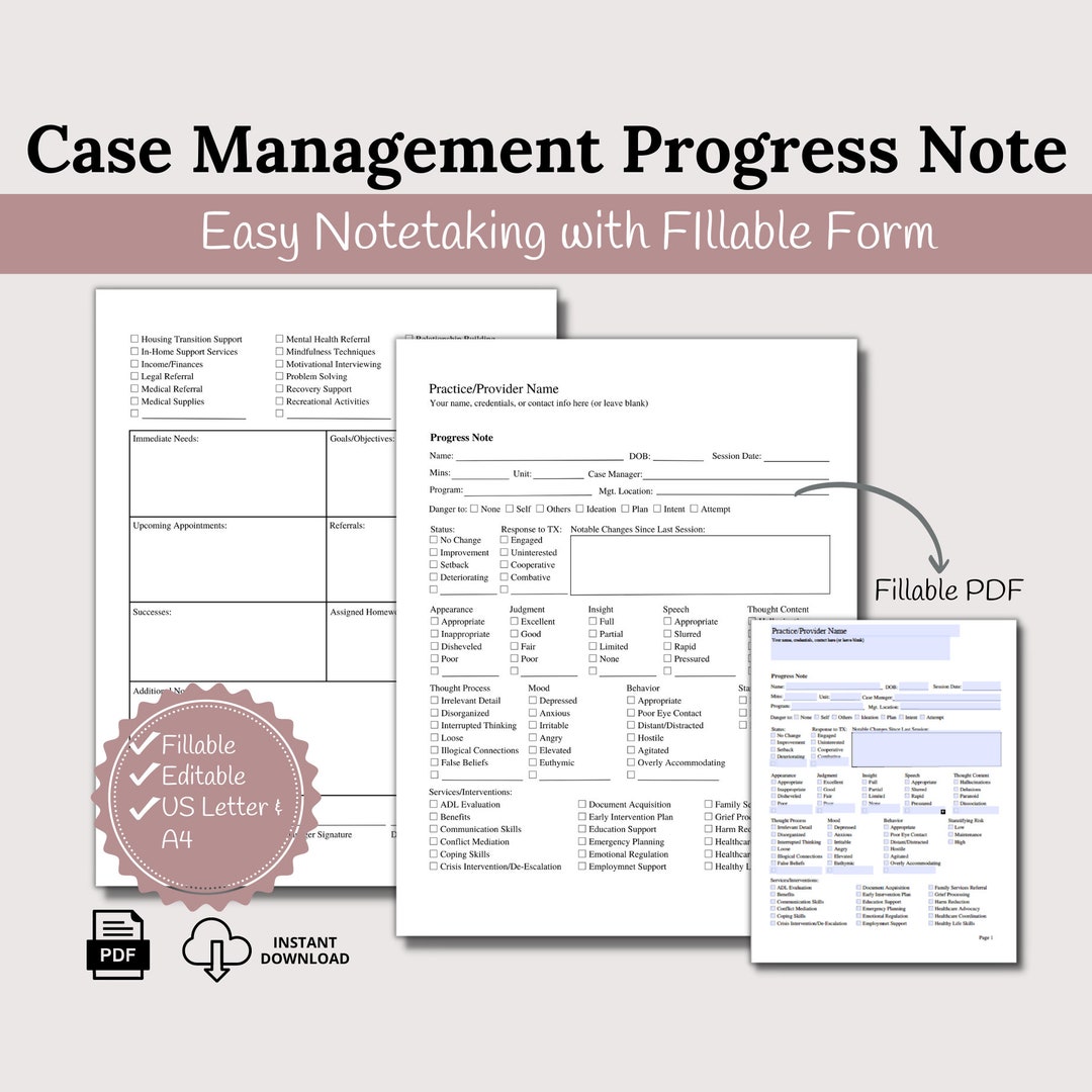 Case Management Notes, Social Worker Templates, Progress Notes, Therapy ... Case Management Notes, Social Worker Templates, Progress Notes, Therapy ...