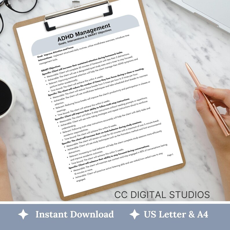 ADHD SMART Goals Planner: Executive Function Coaching Template (digital ...