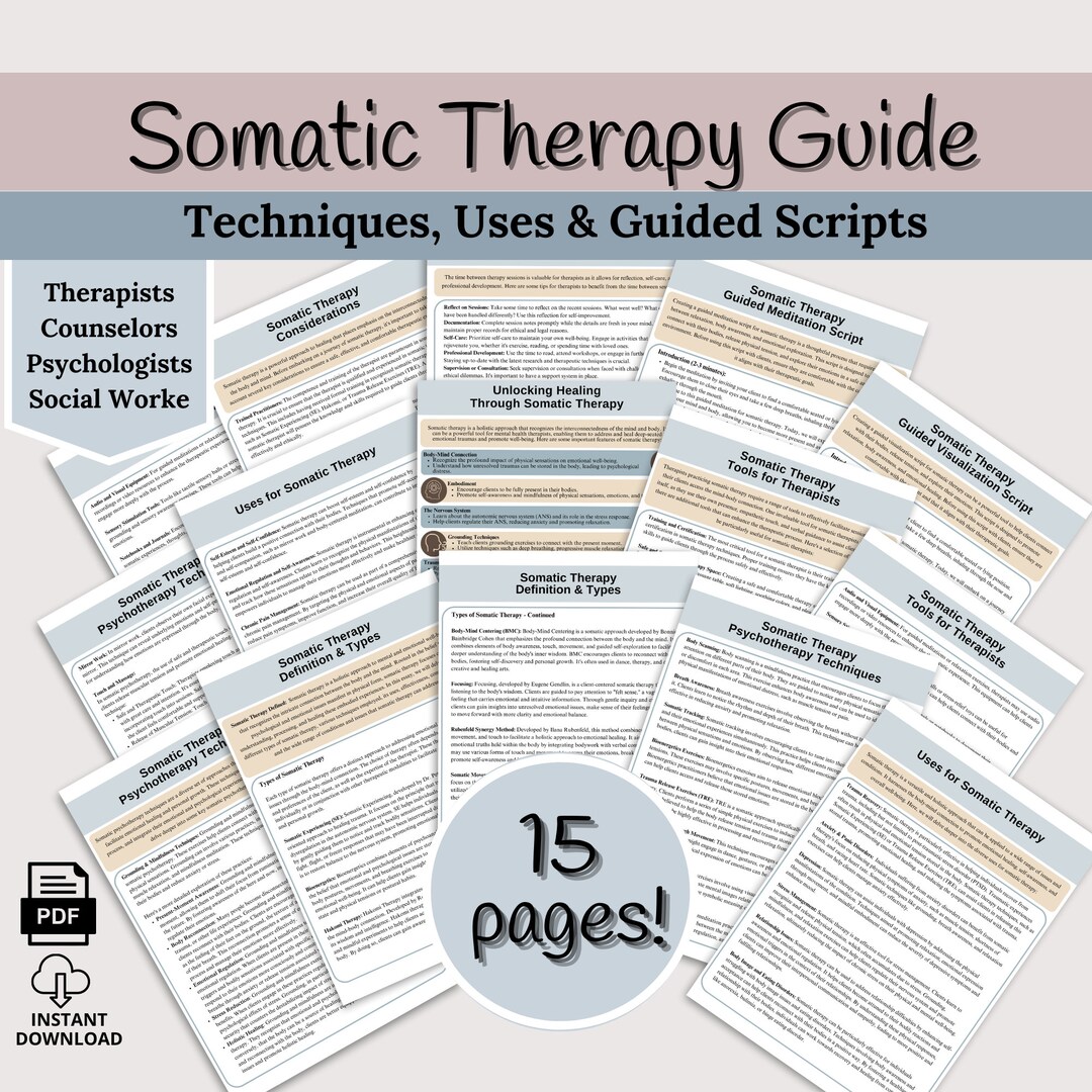 Somatic Therapy Cheat Sheets for Mental Health Clinicians, Techniques ...