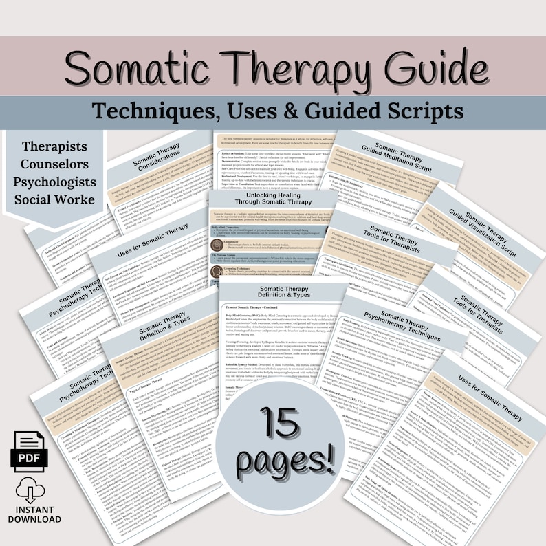 Somatic Therapy Cheat Sheets for Mental Health Clinicians, Techniques ...