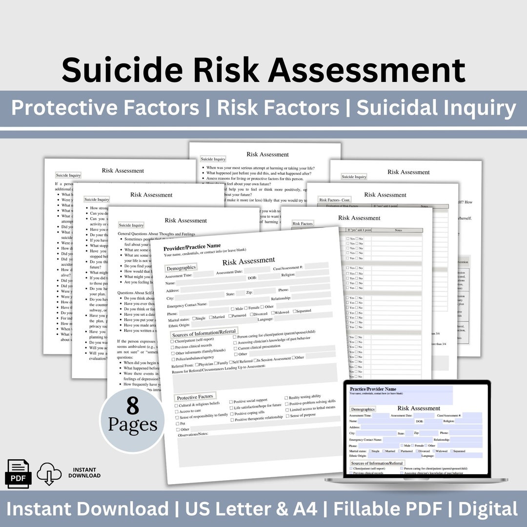 Mental Health Risk Assessment, Risk Assessment Template, Suicide ...