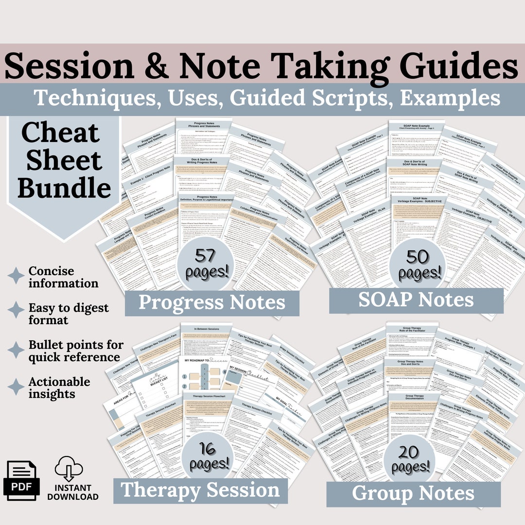 Therapist Documentation Guide Bundle: Progress Notes, SOAP Notes, Group ...