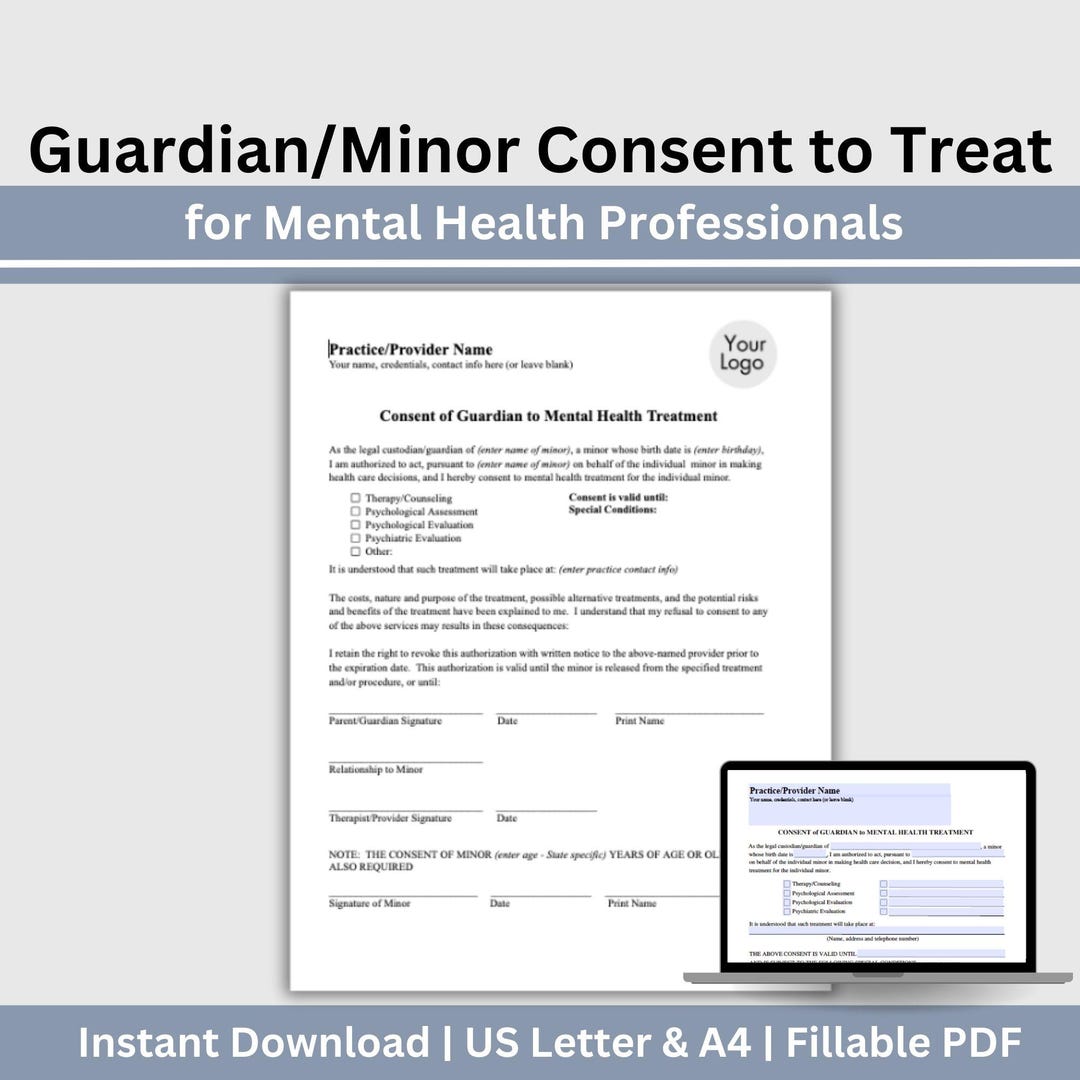 Child Therapy Consent Form: Mental Health Treatment (fillable PDF) - Etsy