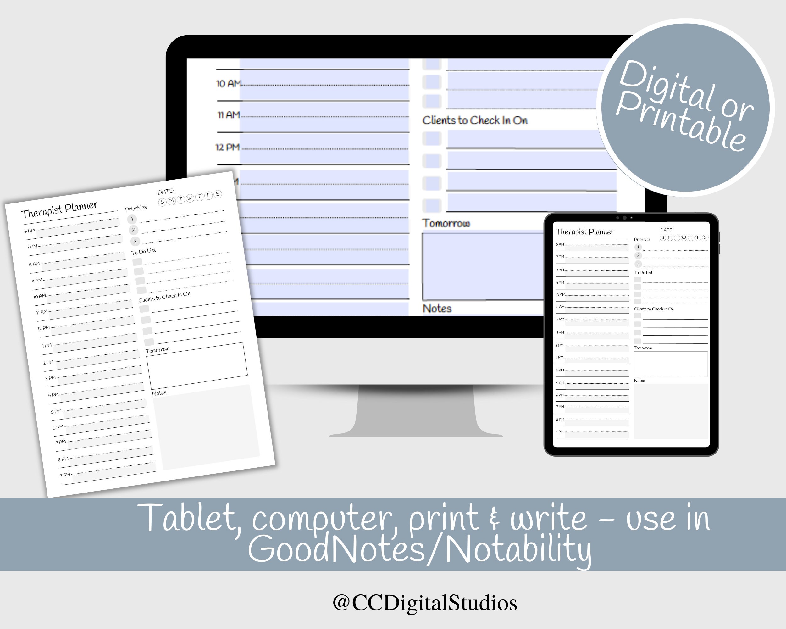 Therapist Daily Planner, Daily Clinical Planning Tool, 30 Min Daily ...