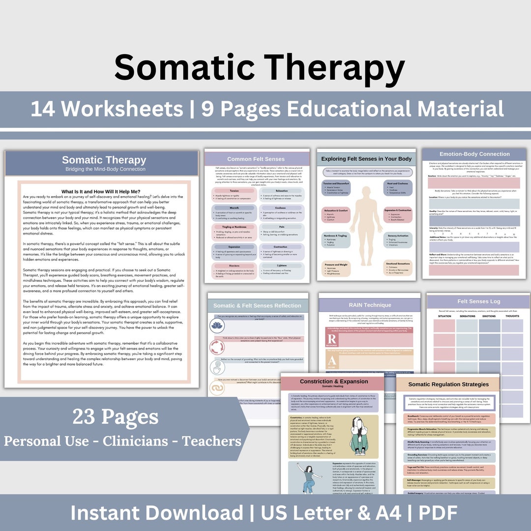 Somatic Therapy Worksheets: Felt Senses & Trauma Exercises (digital ...
