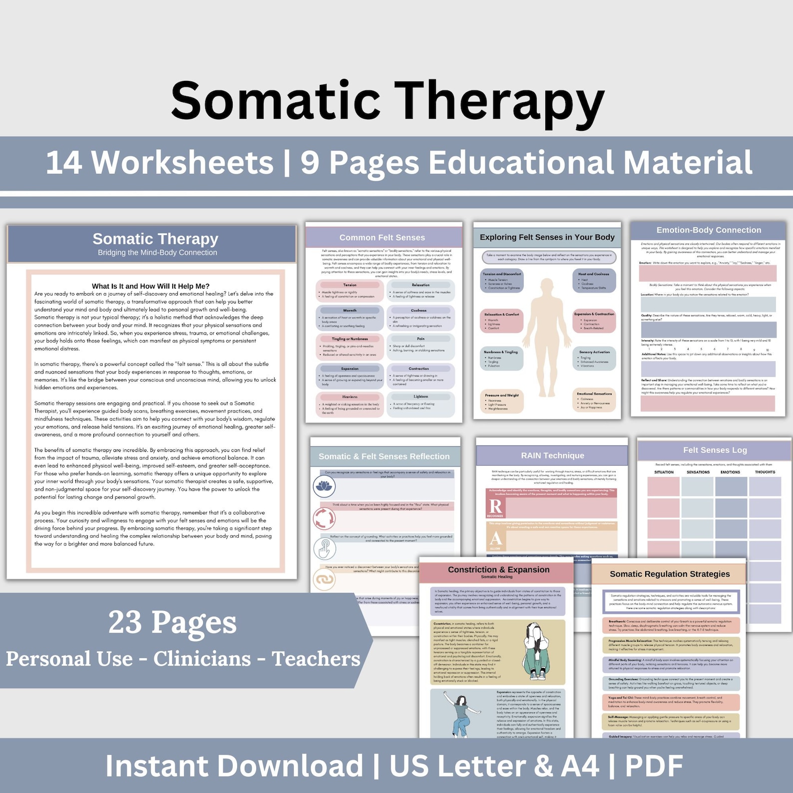 Somatic Therapy Worksheets: Felt Senses & Trauma Exercises (digital ...