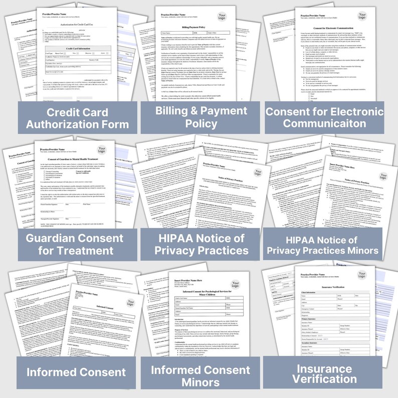 Therapist Office Forms Bundle: Private Practice Paperwork (WORD & PDF ...