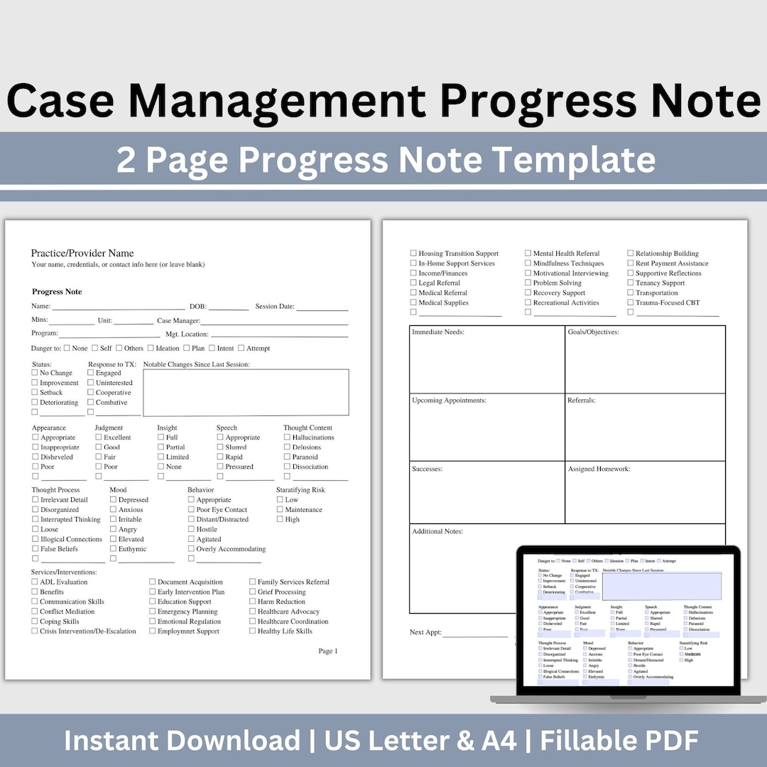 Case Management Notes, Progress Notes, Social Worker, Therapy Resource ...