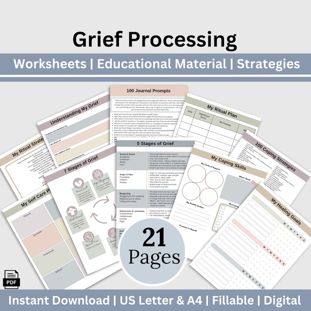 Healing Journal Coping With Grief Therapy Worksheets, Sympathy Gift ...