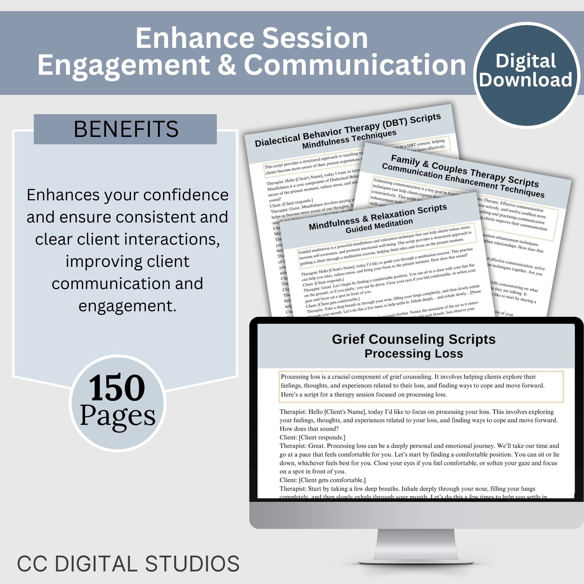 Therapy Scripts 64 Detailed Scripts, Therapist Office Cheat Sheets, DBT ...