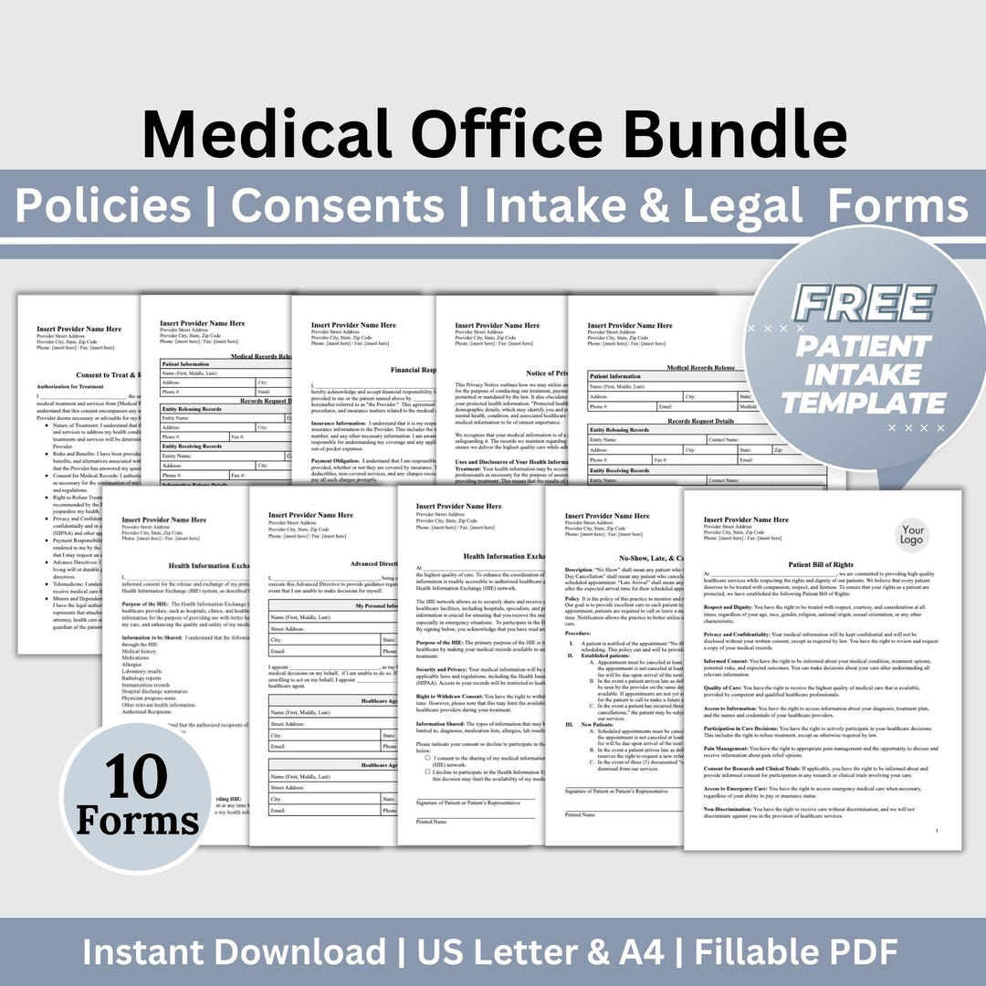 Medical Office Forms Bundle: HIPAA, Consent, Privacy (printable ...