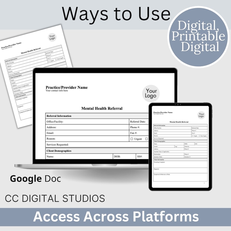Mental Health Referral Template: Therapist Office Resources (google Doc ...