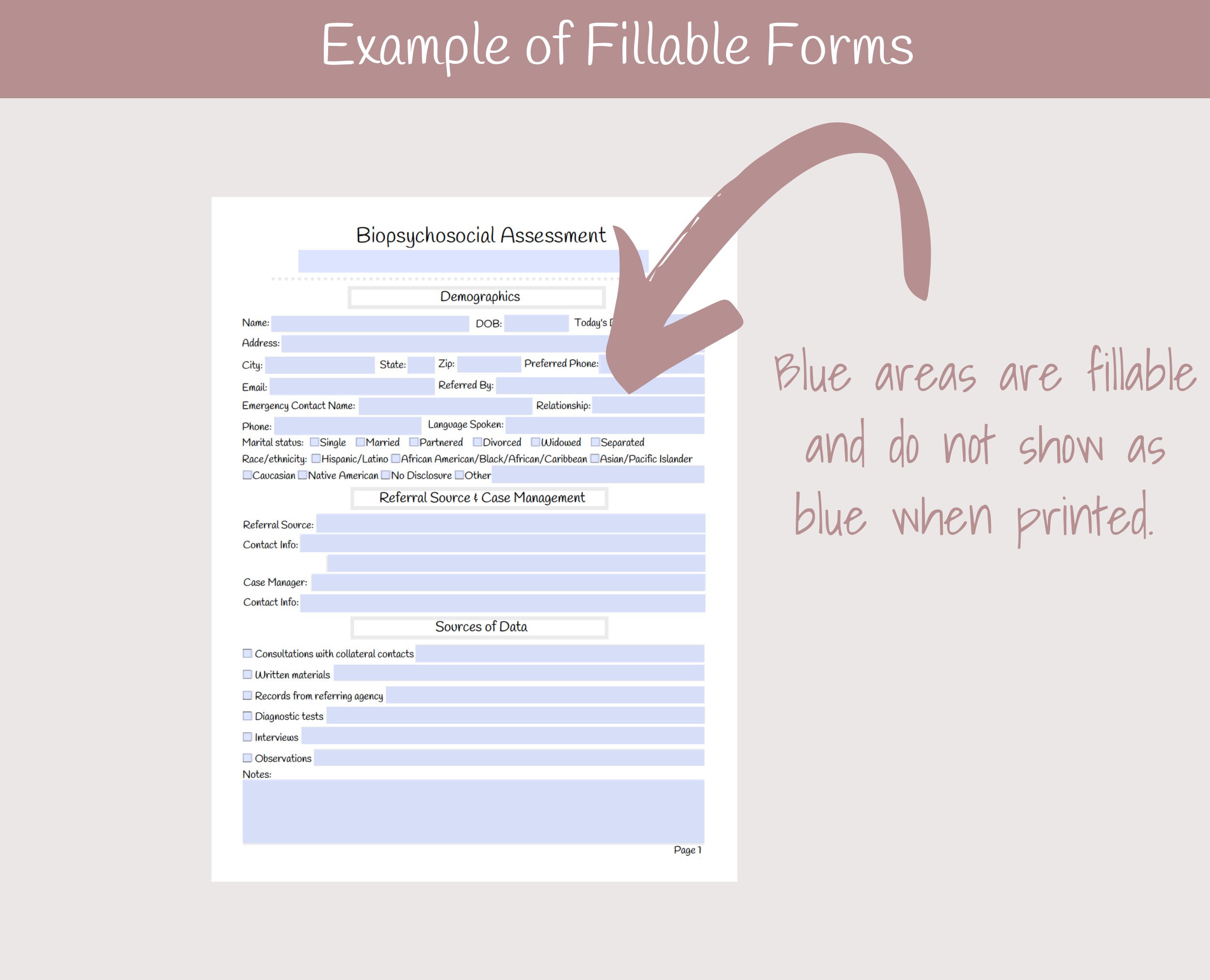 Biopsychosocial Assessment Forms Comprehensive Fillable Forms - Etsy