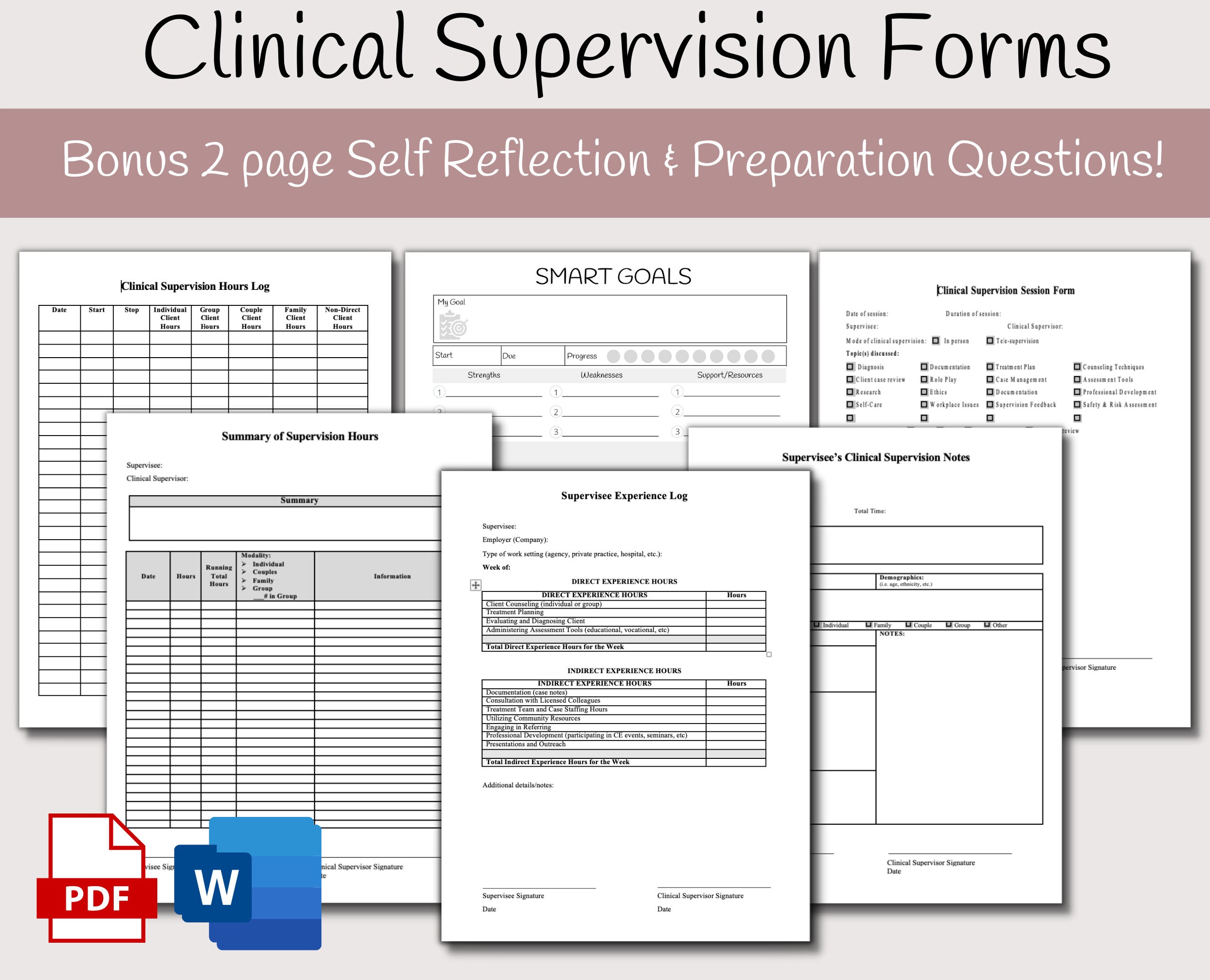 Clinical Supervision Note Template Clinical Licensure Hours Etsy Espa a