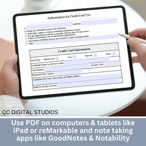 Credit Card Authorization Form: Fillable PDF for Therapist Office - Etsy