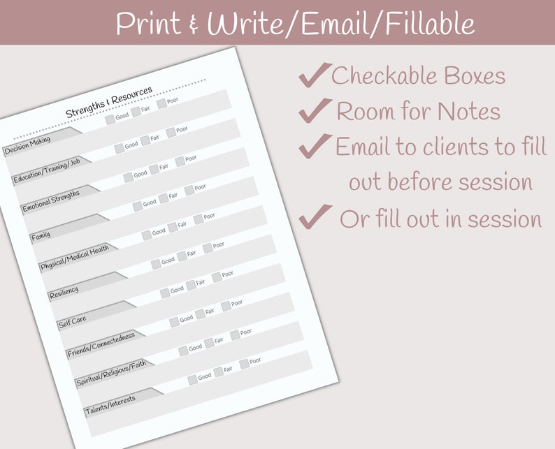 Client Strength & Resource Assessment Tool Strength Based - Etsy