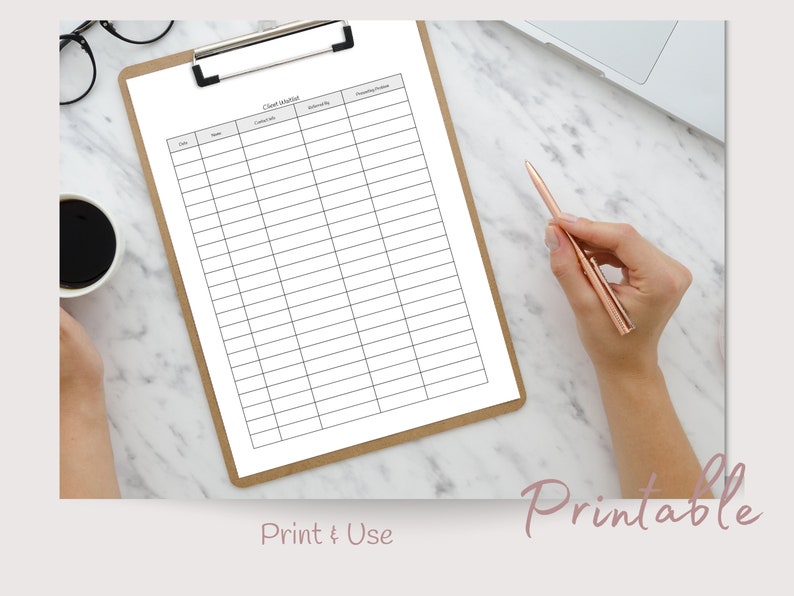Client Waitlist Printable & Fillable Client Tracker - Etsy