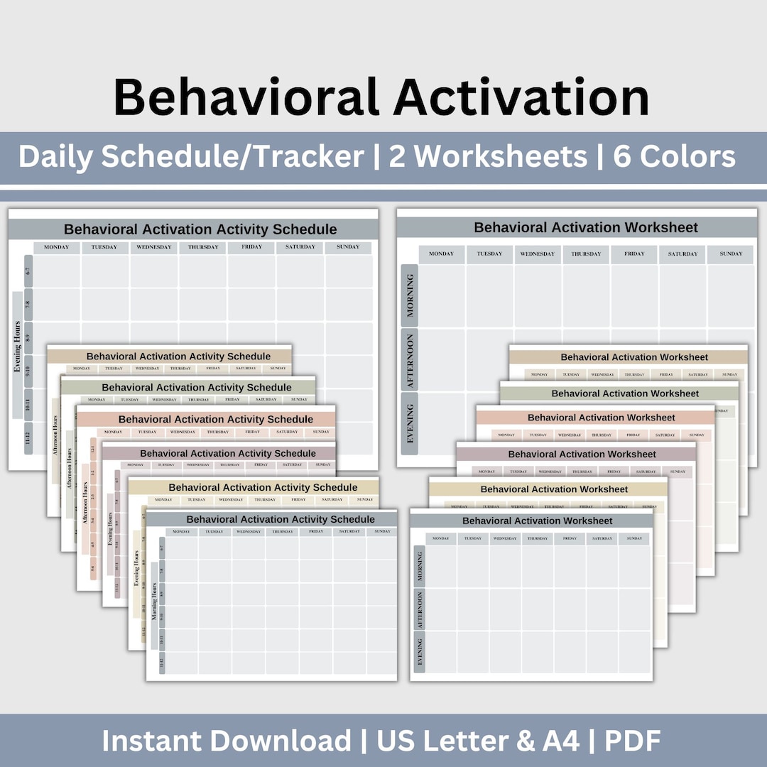 CBT Worksheets: Behavioral Activation, Mood Tracker (digital Download ...
