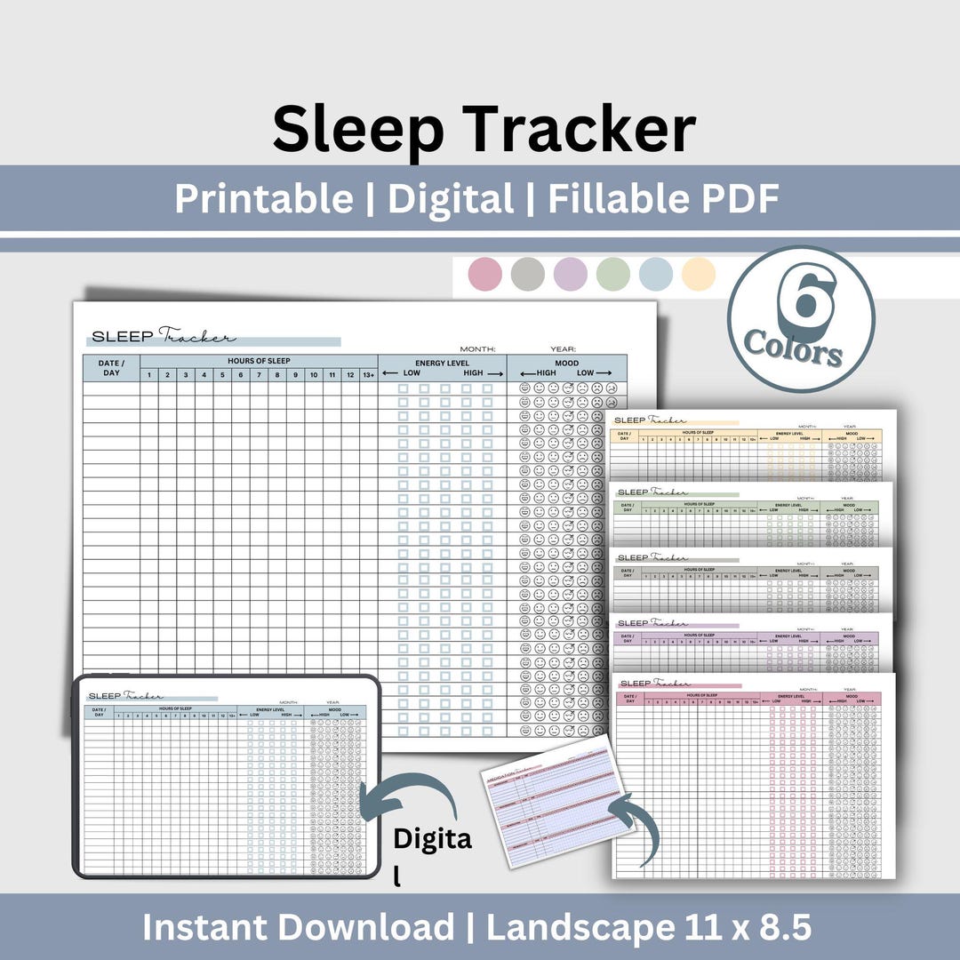 Sleep Tracker, Digital Sleep Log, Mood Tracker, Energy Level Log, Sleep ...