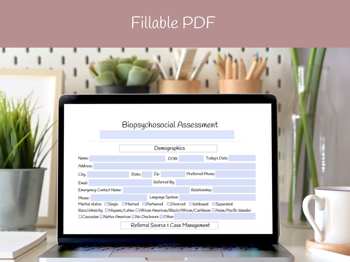 Biopsychosocial Assessment Forms Comprehensive Fillable Forms - Etsy