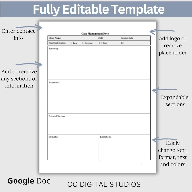 Social Worker Progress Note Template Editable Google Doc SOAP/DAP Form ...