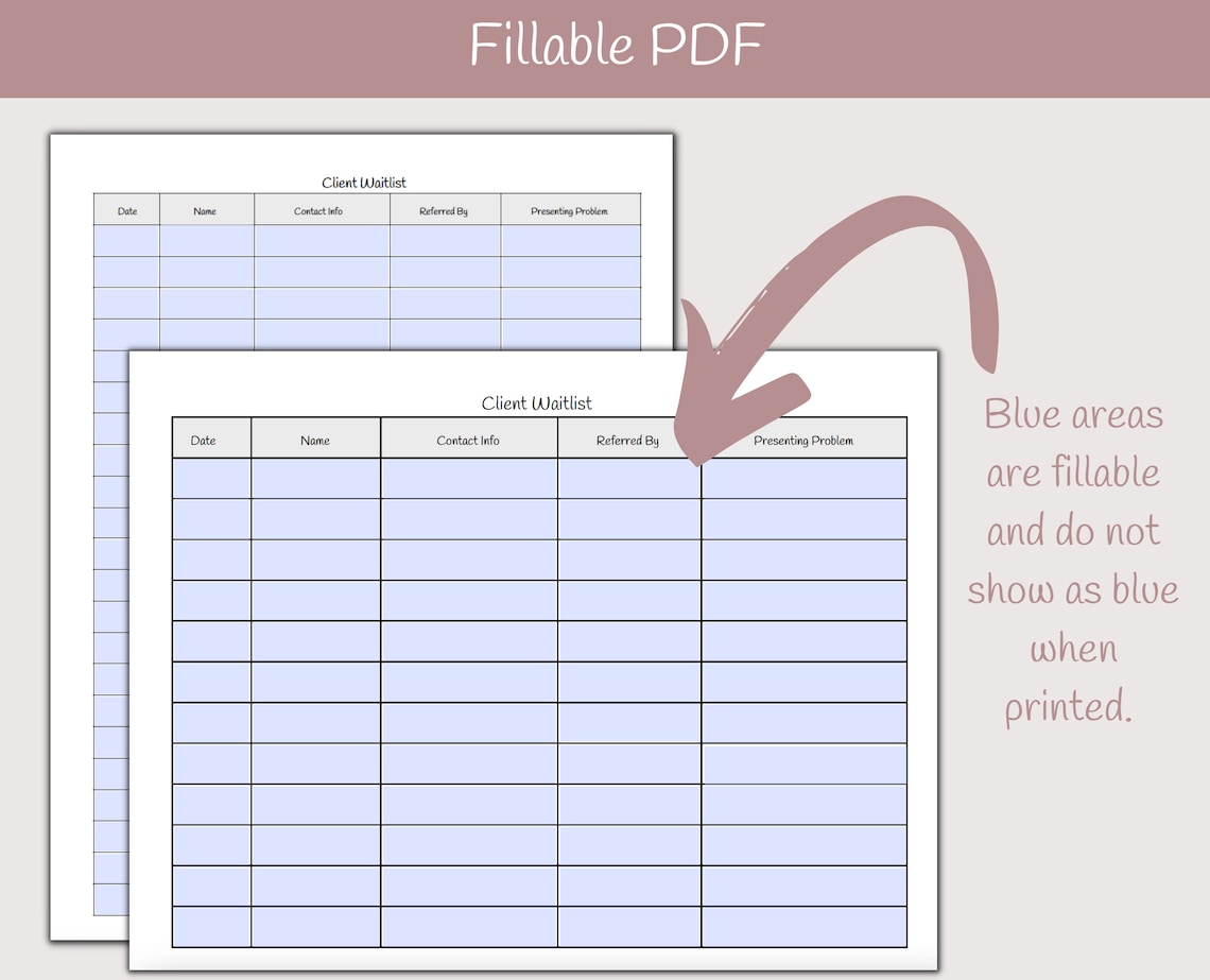 Client Waitlist Printable & Fillable Client Tracker - Etsy