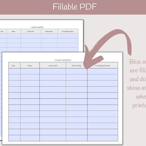 Client Waitlist, Printable & Fillable Client Tracker, Therapist Private ...