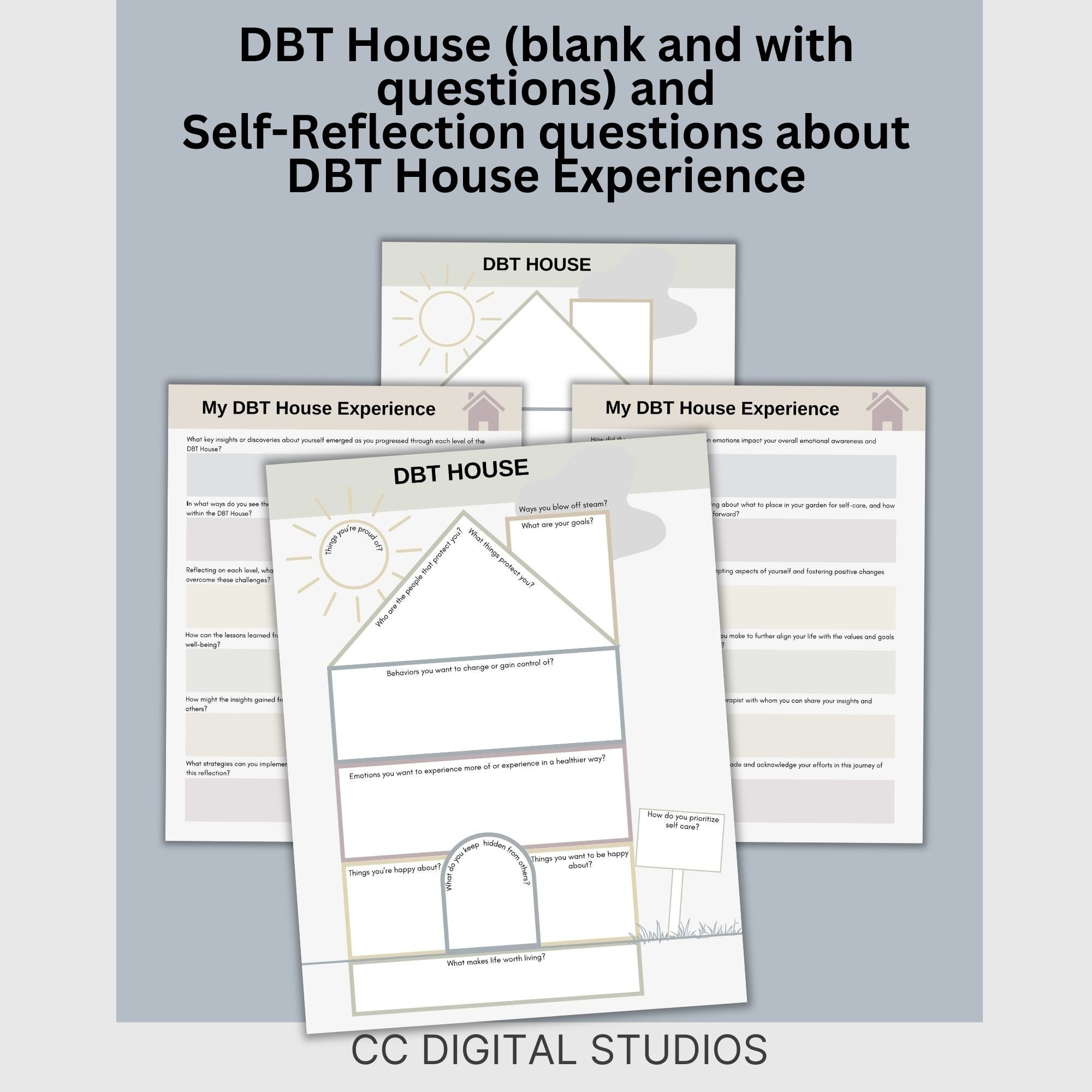DBT House Therapy Worksheets, Growth Mindset, BPD, DBT Workbook ...