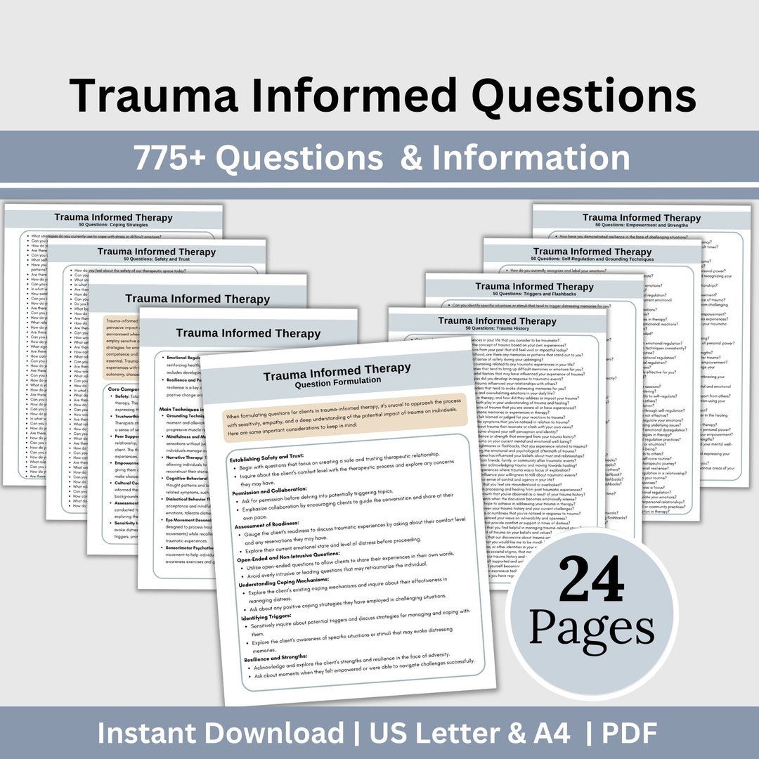 Trauma Therapy Questions Cheat Sheet, PTSD, Therapy Resource ...