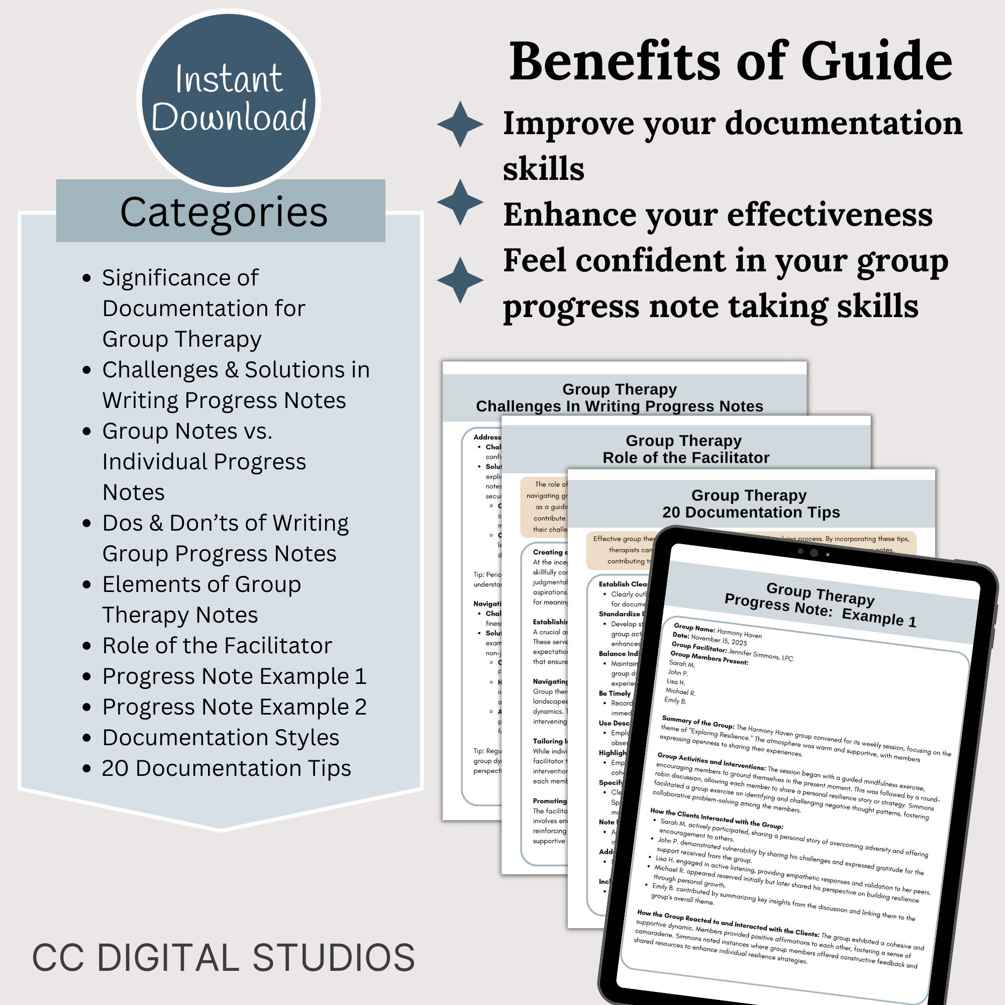 Group Therapy Progress Note Guide, Therapy Cheat Sheet, Counseling ...