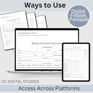 Biopsychosocial Assessment Forms: Fillable Client Intake (digital ...