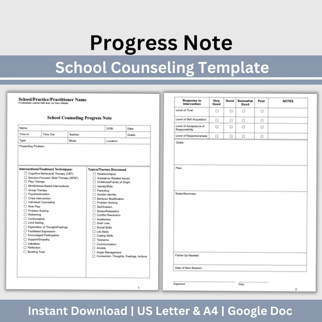 School Counseling Progress Note Template: Editable Google Doc - Etsy